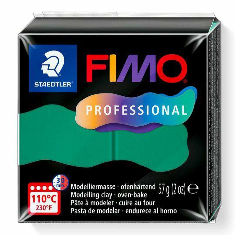 Глина полимерная для лепки Fimo Рrofessional, запекаемая, 57 гр, Ярко-зеленый.
