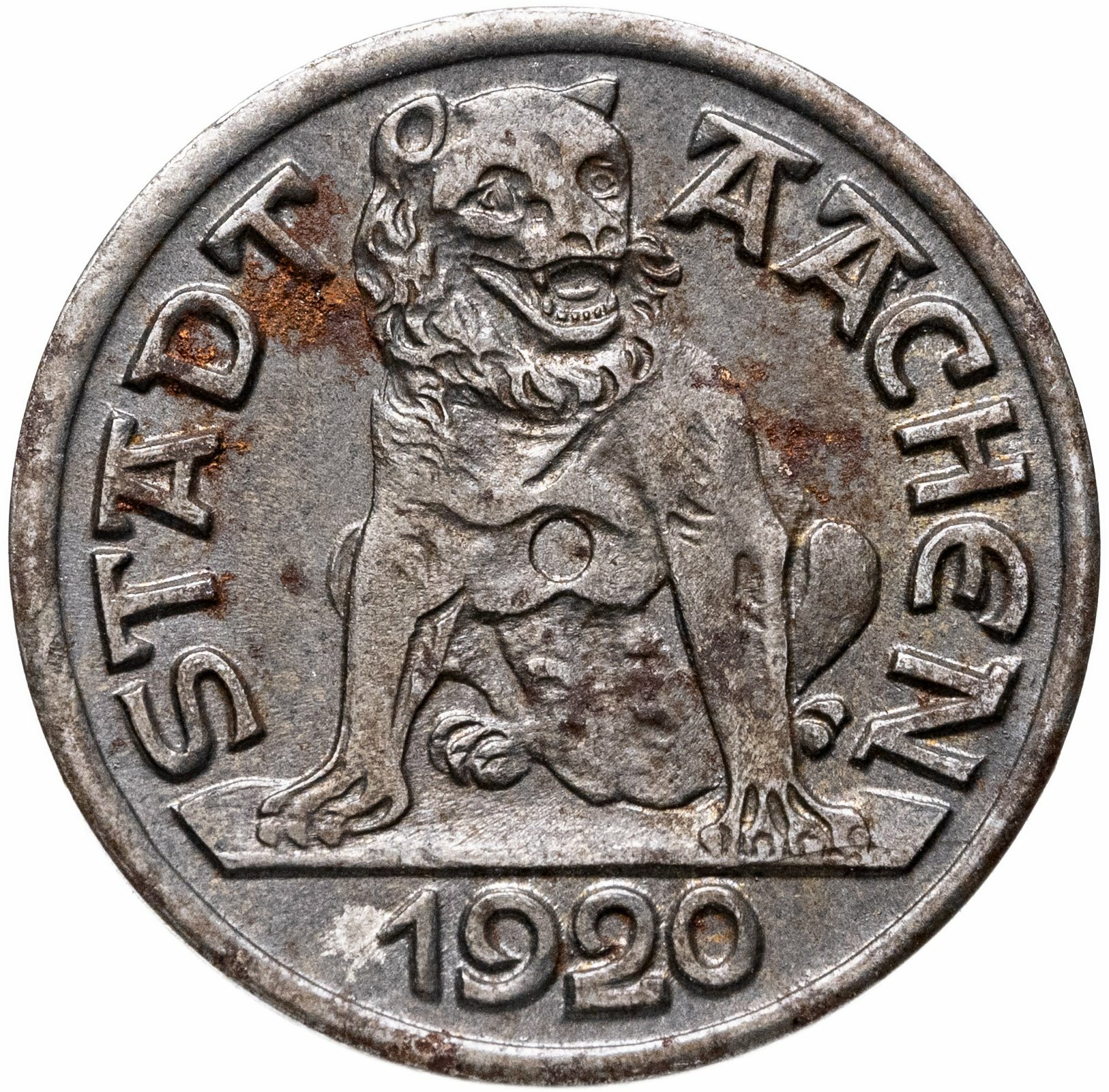 Германия "Аахен" 10 пфеннигов 1920 нотгельд, Железо, в сохранности XF