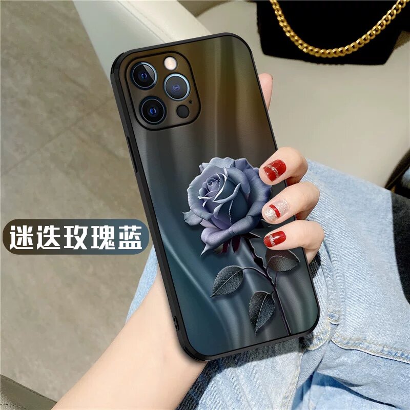 Элегантный синий розовый цветочный чехол для Huawei Pura 70 Pro, премиум защитный чехол