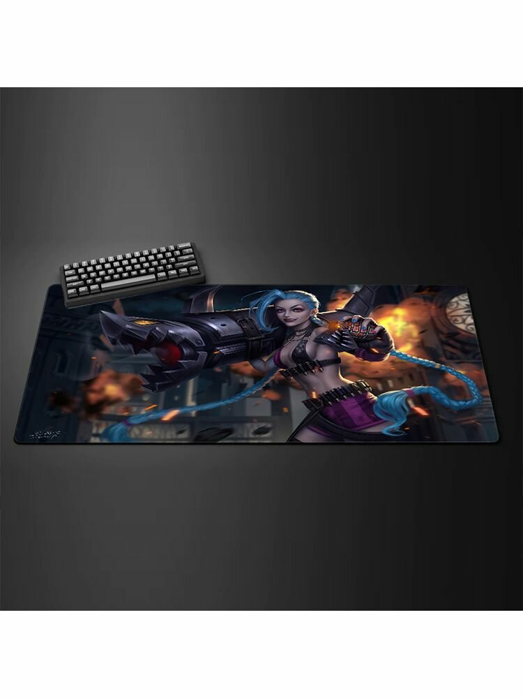 Большой игровой коврик для мыши, настольный коврик с принтом аниме League of Legends Jinx, размер 40x90xxl