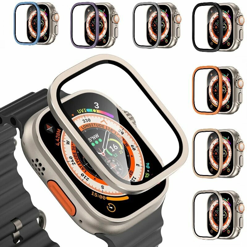 Защитное стекло для Apple Watch 9/8 Ultra 2 с металлическим ободом - Серый цвет для 49 мм дисплея