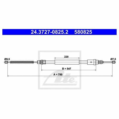 Трос ручного тормоза Ate 24372708252 для Peugeot 406