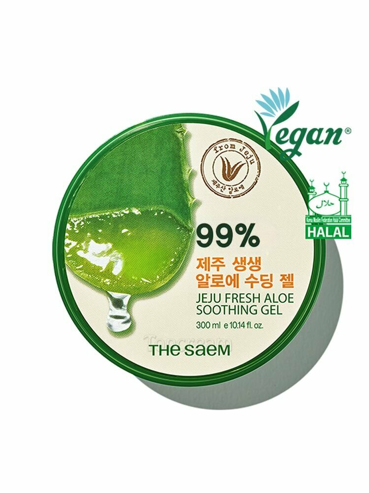 The Saem Увлажняющий многофункциональный гель с 99%-ым алоэ вера в банке 300 мл THE SAEM Jeju Fresh Aloe Soothing Gel 99%