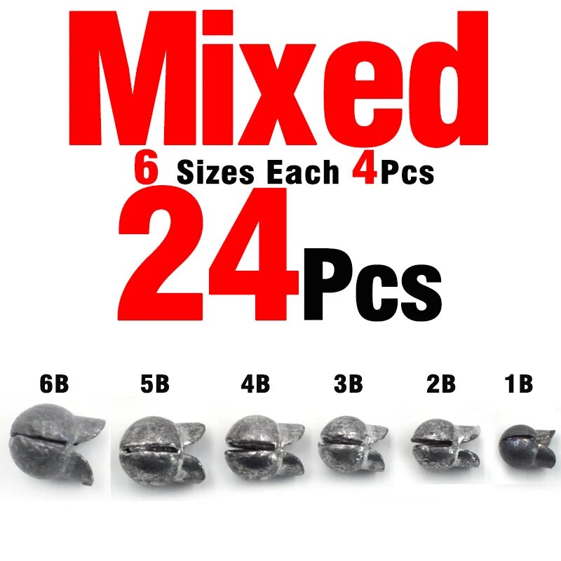 MNFT Раздельные свинцовые грузила для рыбалки 20 шт Серый, Mixed-24Pcs