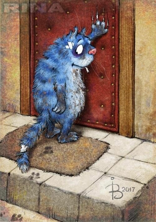 Алмазная мозаика "Rina Zenyuk Blue Cats" 40*50 см, безрамная, идеальна для дома, украшения, подарков. синие кошки для дома подарок