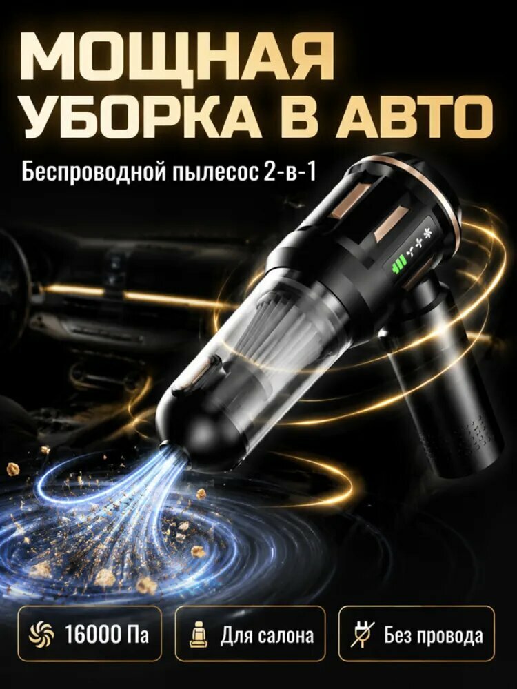 Автопылесос мощный Пылесос для автомобиля ручной беспроводной, полезный подарок мужчине