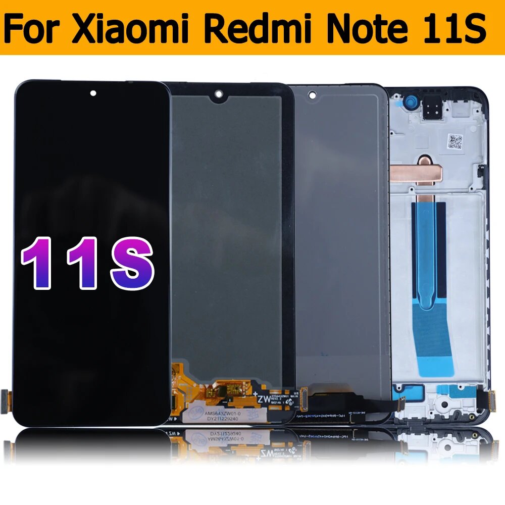 AMOLED-дисплей для Xiaomi Redmi Note 11S LCD 2201117SG, сенсорный экран в сборе, TFT with Frame