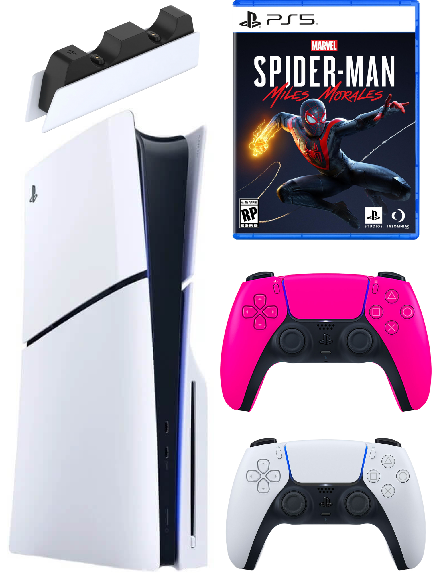 Игровая приставка Sony PS 5 Slim,1ТБ(с дисководом) +2-ой геймпад+Зарядная станция+Spider-Man: Miles Morales