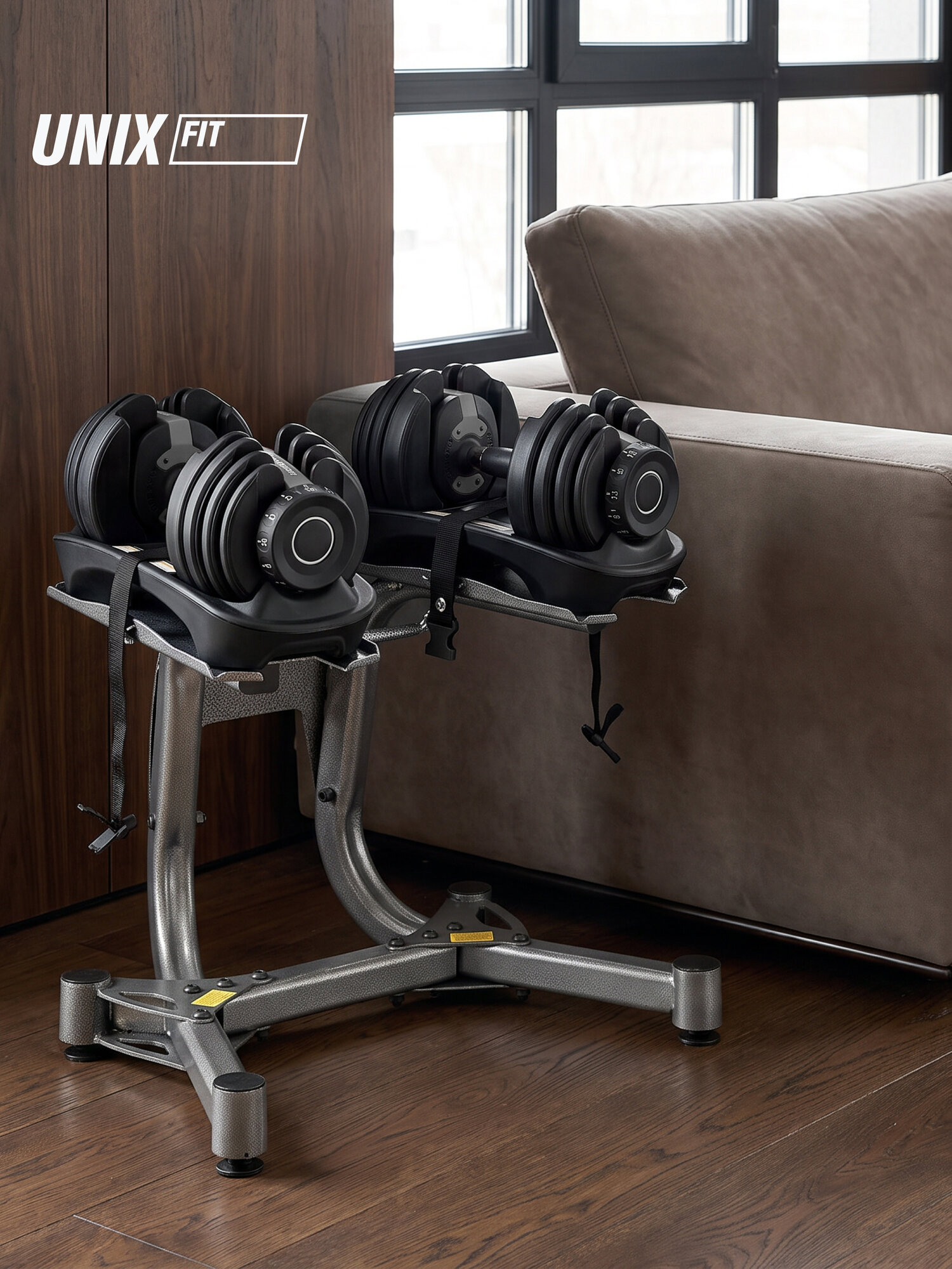 Стойка для хранения гантелей UNIX Fit для 1 пары весом 16, 24 и 40 кг держатель, подставка в домашний спортзал