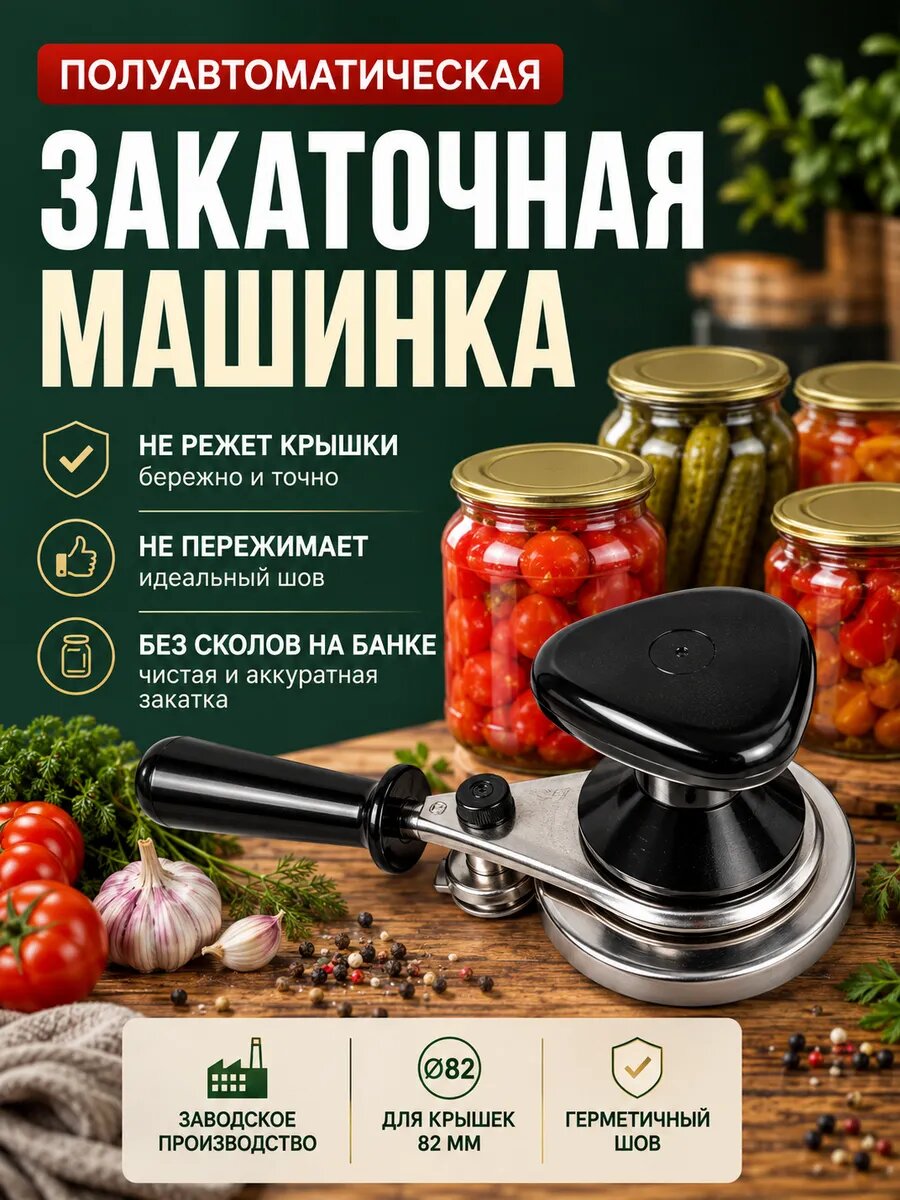 Полуавтоматическая закаточная машинка для банок 82 мм