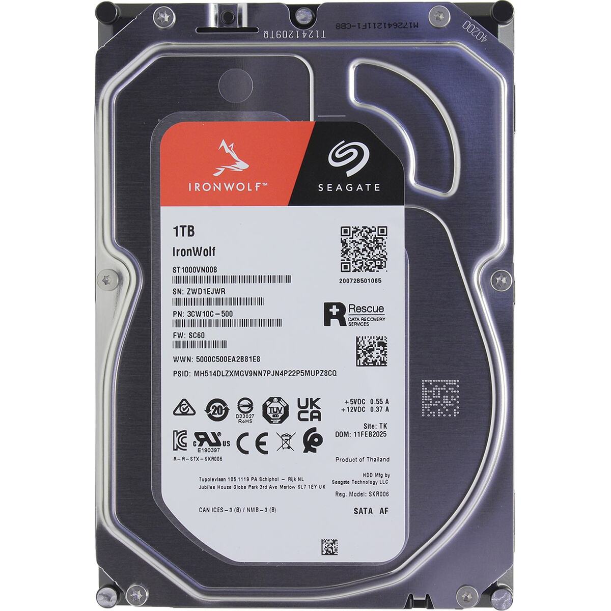 IronWolf ST1000VN008 1 Тб 5400/5900 об/мин, IntelliPoint, CoolSpin SATA 6Gb/s (SATA-III) 3.5" 256 Мб 24x7 4K