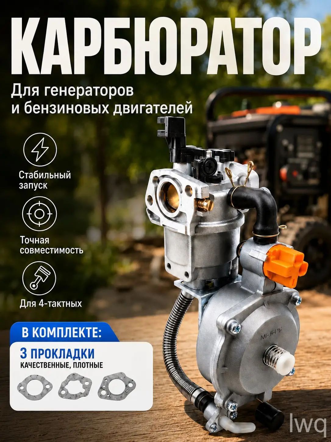 Газовый карбюратор для генератора 3 кВт 168F/170F, 6,57 л. с, для бензина, дизеля, метана и природного газа