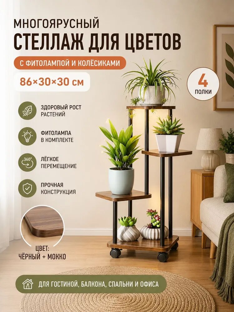 Подставка для цветов, LED-фитолампа, скандинавский дизайн, 4 размера