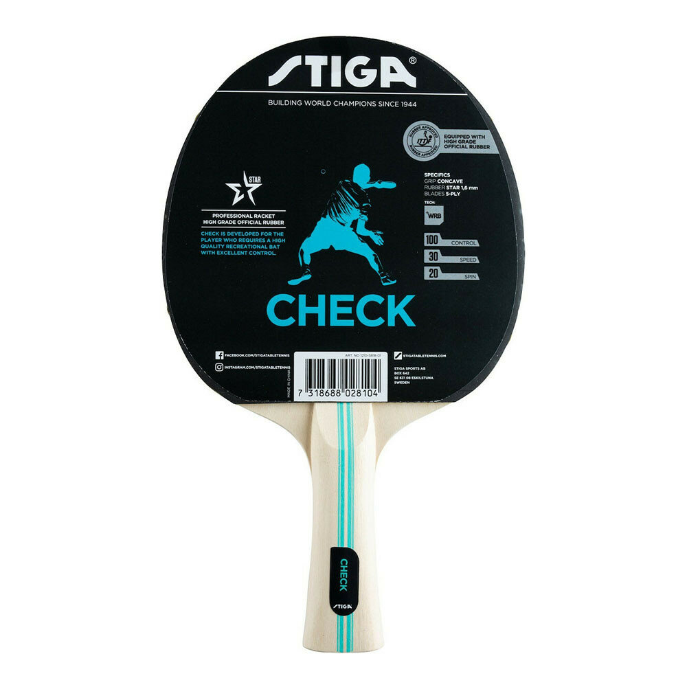 Ракетка для настольного тенниса Stiga Check Hobby Wrb Ittf 1210-5818-01, Ittf накладка