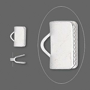 Концевики, 10х7мм (ширина 10мм), зажимы для ленты, гладкие, базовый материал - латунь, посеребренные, 2 пары