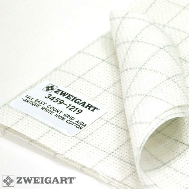 Канва для вышивания Zweigart 3459/1219 Easy Count Grid Aida 14 (36х46см) белая со смываемой разметкой