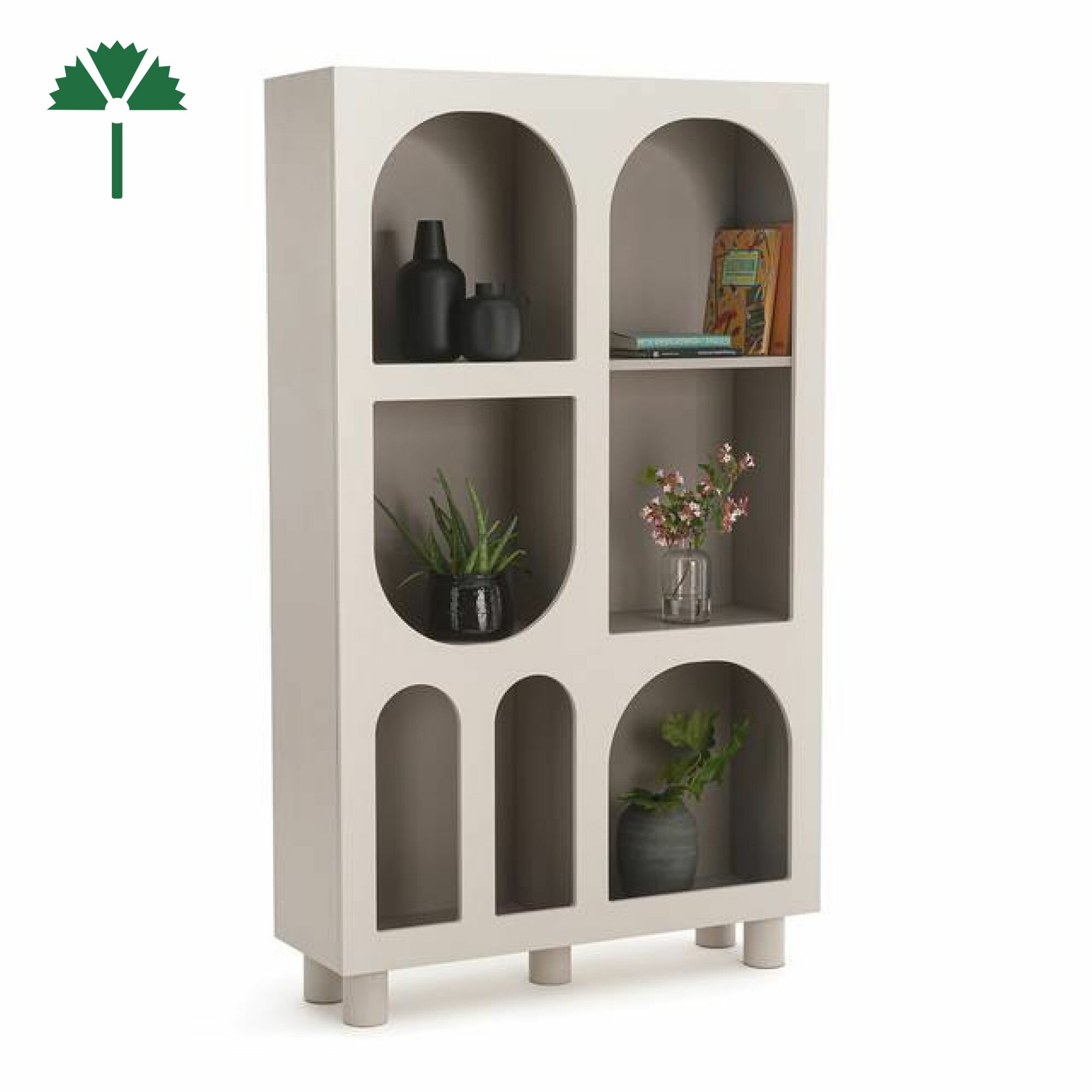 Книжный шкаф, 120х37х200, Арчи, стеллаж, для книг и игрушек, серый, Dipriz