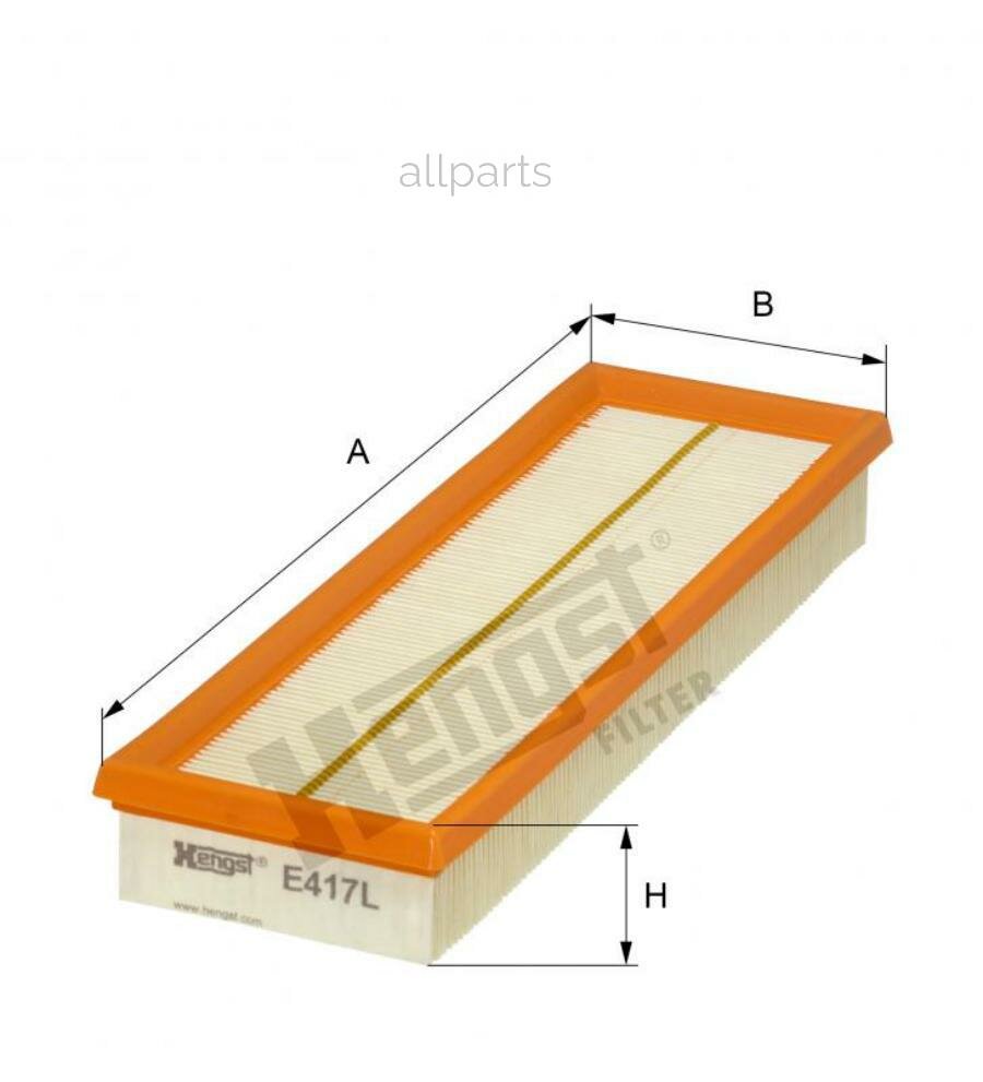 HENGST FILTER E417L Фильтр воздушный NISSAN: PRIMASTAR автобус 01 -, PRIMASTAR фургон 02-\ OPEL: MOVANO Combi 98 -, MOVANO фургон 99 -, VIVARO Combi 01 -, VIVARO 06 -, VIVARO фургон 01-\