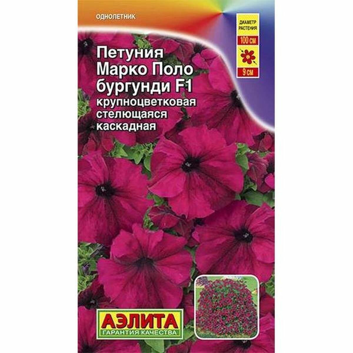 Семена Петуния Марко Поло F1 бургунди, однолетник, Аэлита, 1 пачка - 7 семян