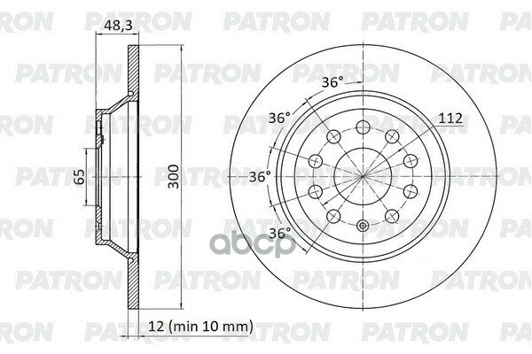 Диск тормозной задн AUDI: TT 14- VW: GOLF SPORTSVAN 14-, GOLF VII 12-, PASSAT 14-, PASSAT Variant PATRON арт. PBD1899