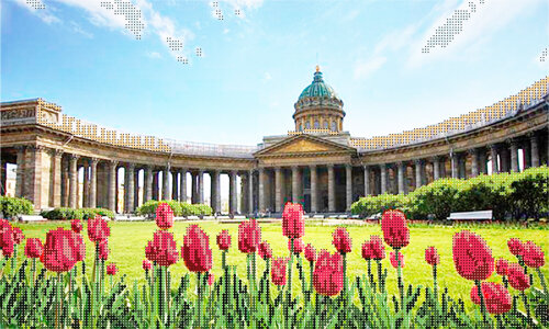 "Казанский собор" - канва с рисунком для частичного вышивания бисером от бренда Astrea