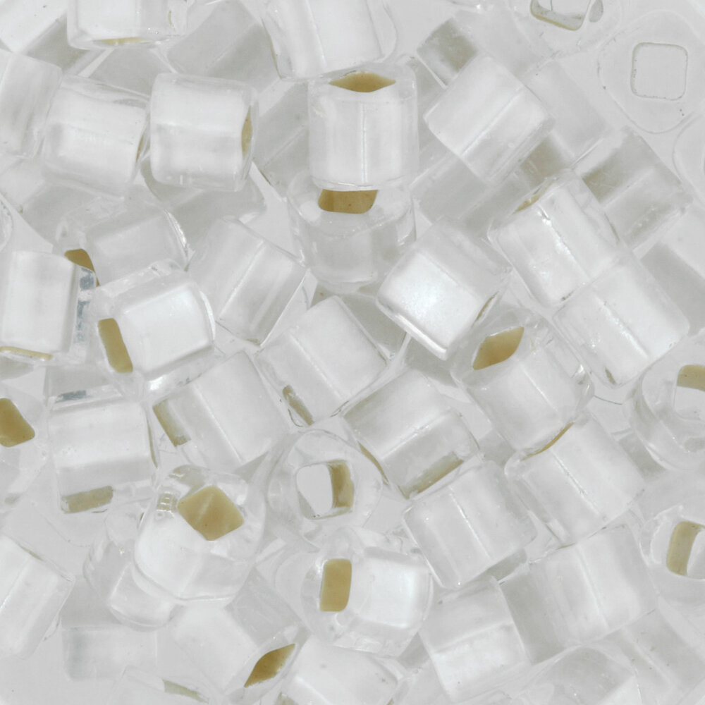 Бисер TOHO Cube, размер 3мм, цвет #21F (Внутреннее серебрение, матовый, хрусталь), 10 грамм