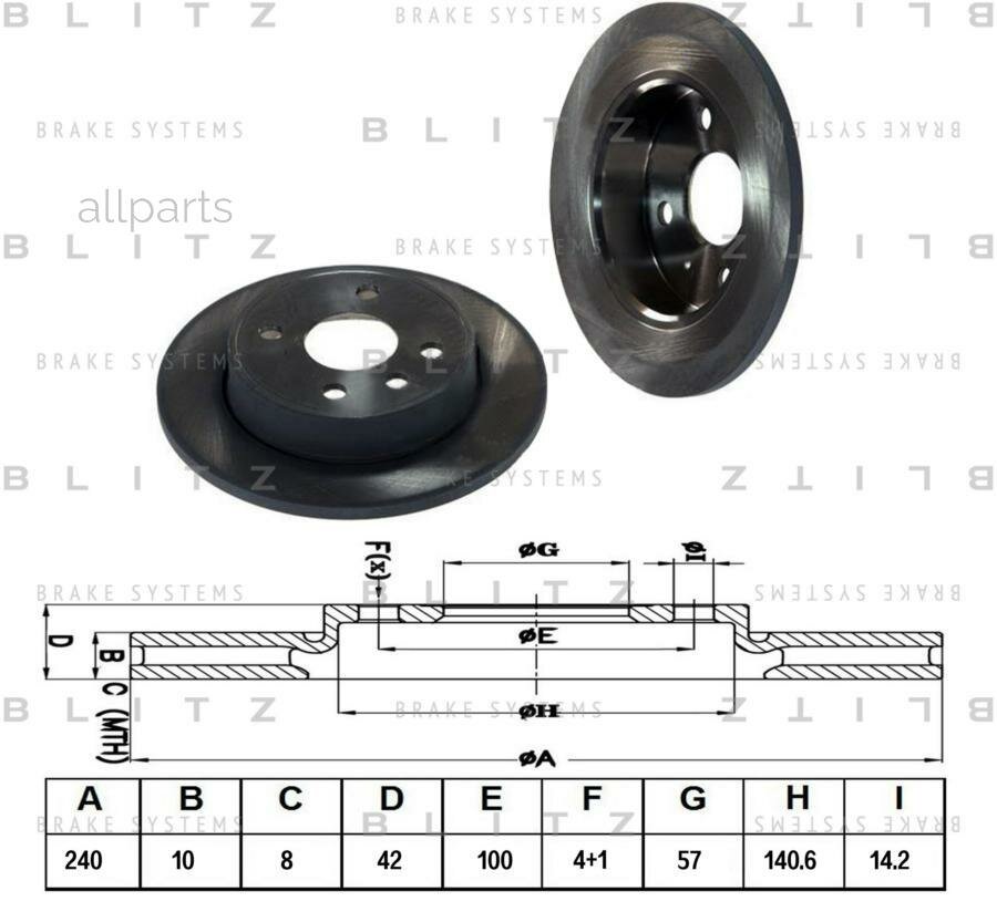 BLITZ BS0372 Диск зад. OPEL ASTRA, MERIVA 04=>