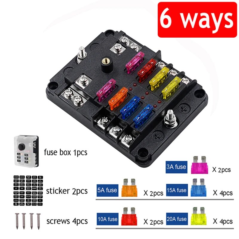 Блок предохранителей для автомобиля лодки с 12 способами, 6 способами, блок предохранителей и Предупреждение ющий индикатор, 32 В, 100 А, панель распределения питания