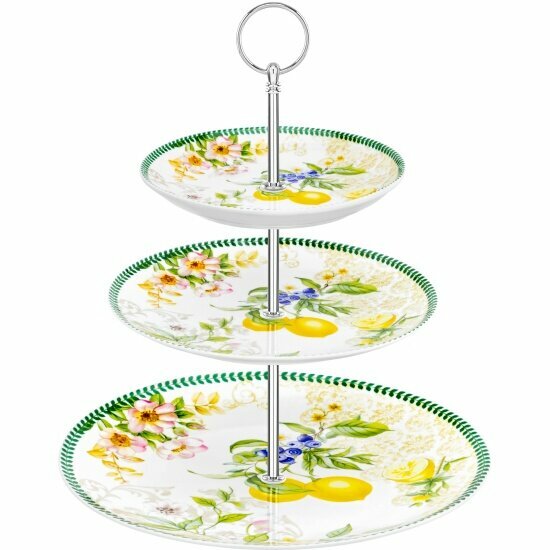 Блюдо-этажерка 3-х ярусная Elan Gallery "Лимоны" 27х27х34 см (420609)