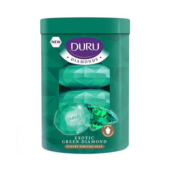 Мыло твёрдое DURU Diamonds 4*90г Изумруд банка