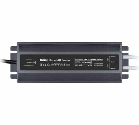 Uniel блок питания для св/д лент и модулей 24V 150W 2вых. UET-VAF-150B67 24V IP67