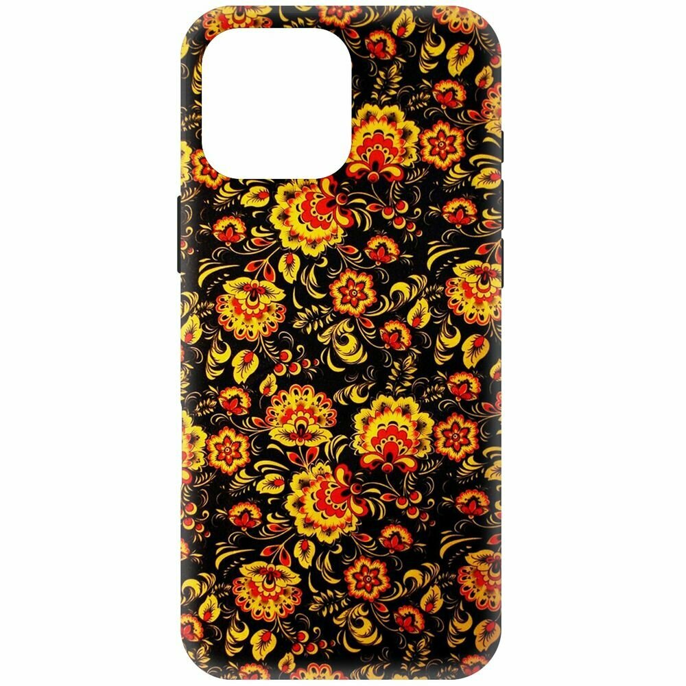 Чехол-накладка Krutoff Soft Case Хохлома для iPhone 16 Pro Max черный