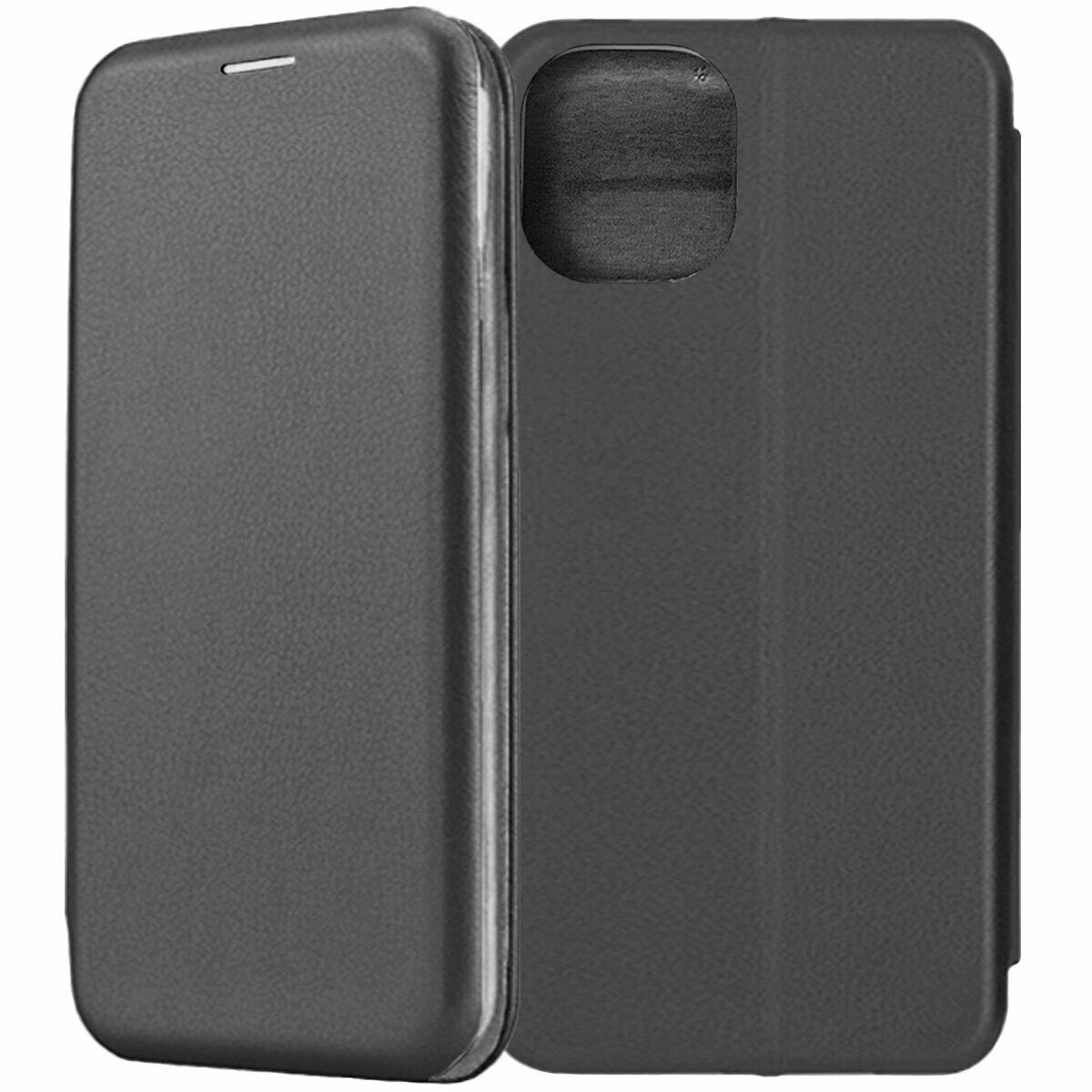 Чехол-книжка для Apple iPhone 12 mini черный / подставка, отделение для карт