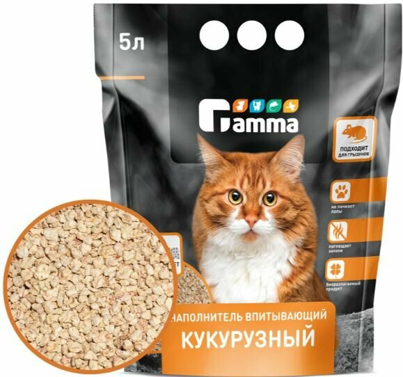 Гамма Наполнитель впитывающий кукурузный, 5л, 1.75кг 1.75 кг