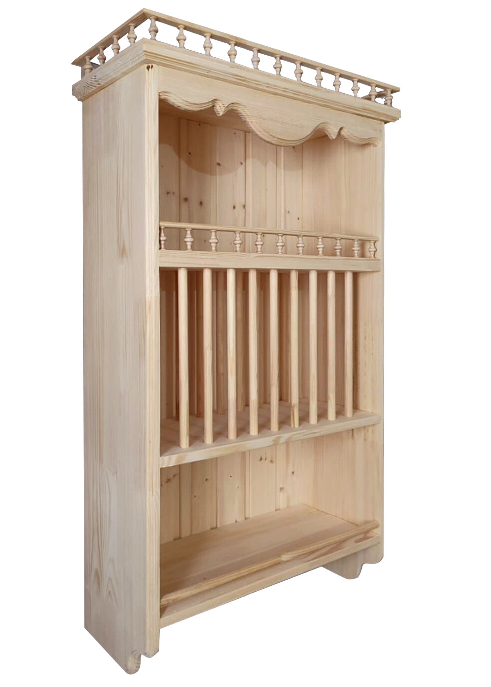 Полка для тарелок без покраски, массив сосны