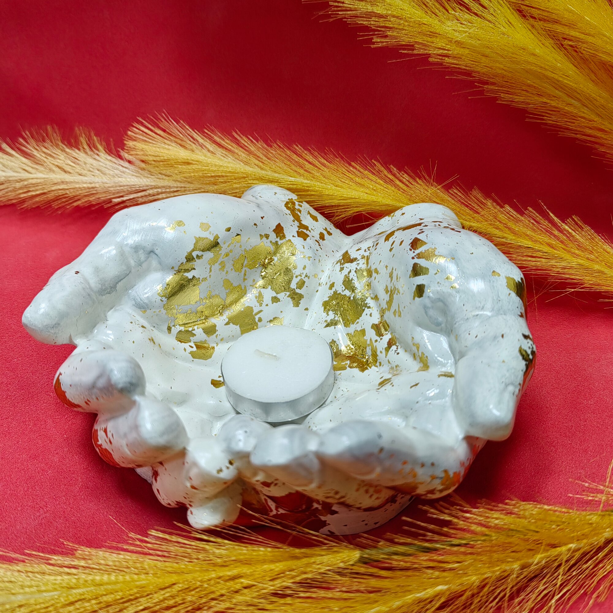 Ваза - органайзер Ладони, руки Давида из гипса, ручная работа