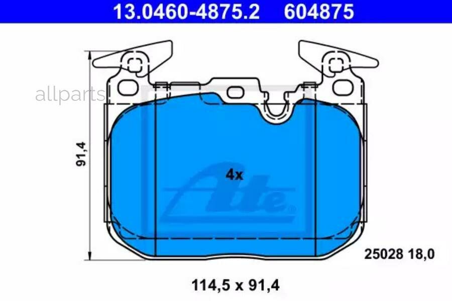 ATE 13.0460-4875.2 Колодки тормозные дисковые перед BMW 1 (F20, F21) 11-, BMW 2 (F23) 14-