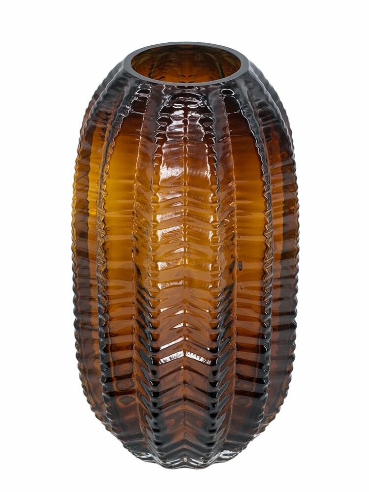 98638 Ваза настольная Карамбола 15х15х28см, Стекло, коричневая, Glasar