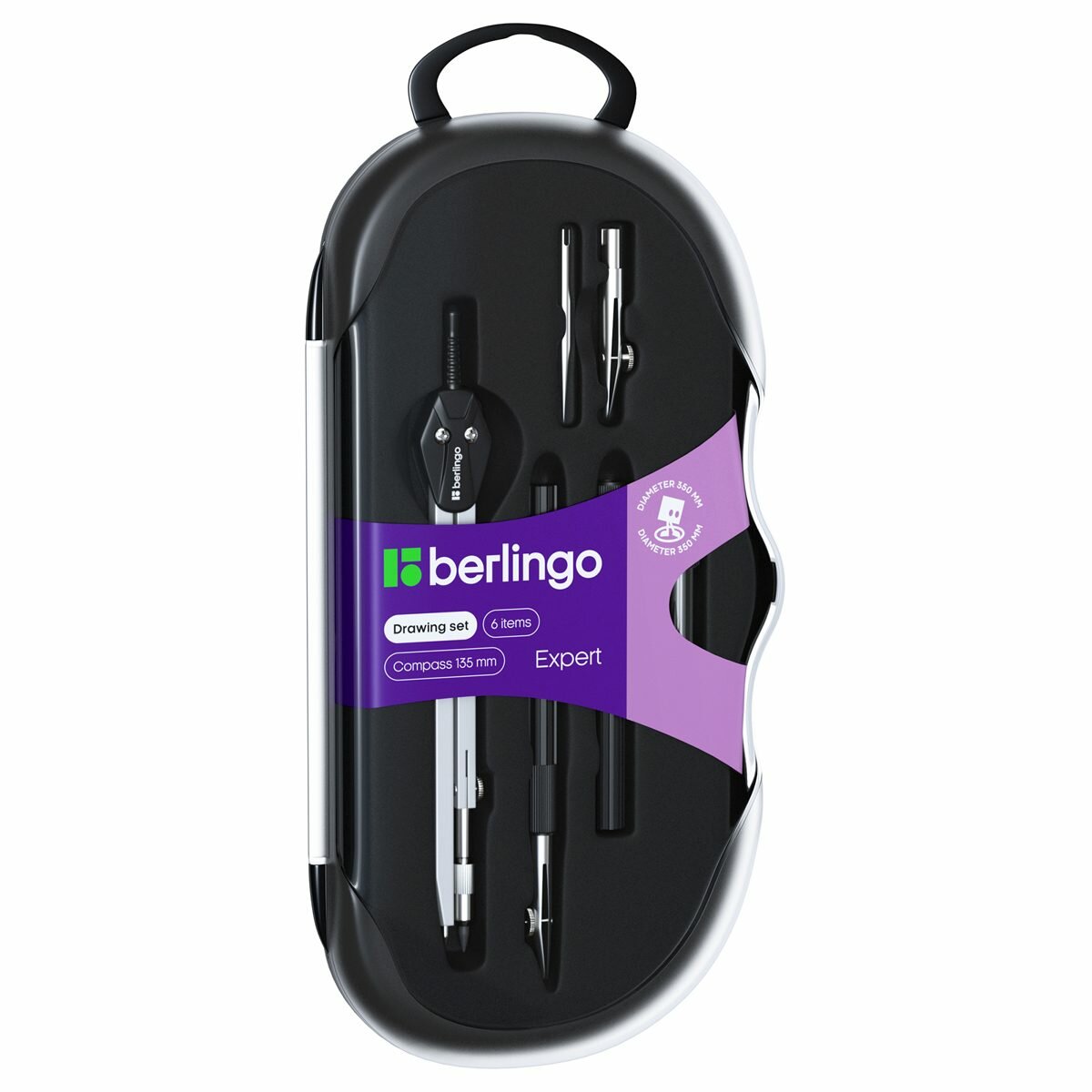 Готовальня 6 предметов Berlingo Expert, пластиковый футляр (DS_00606)