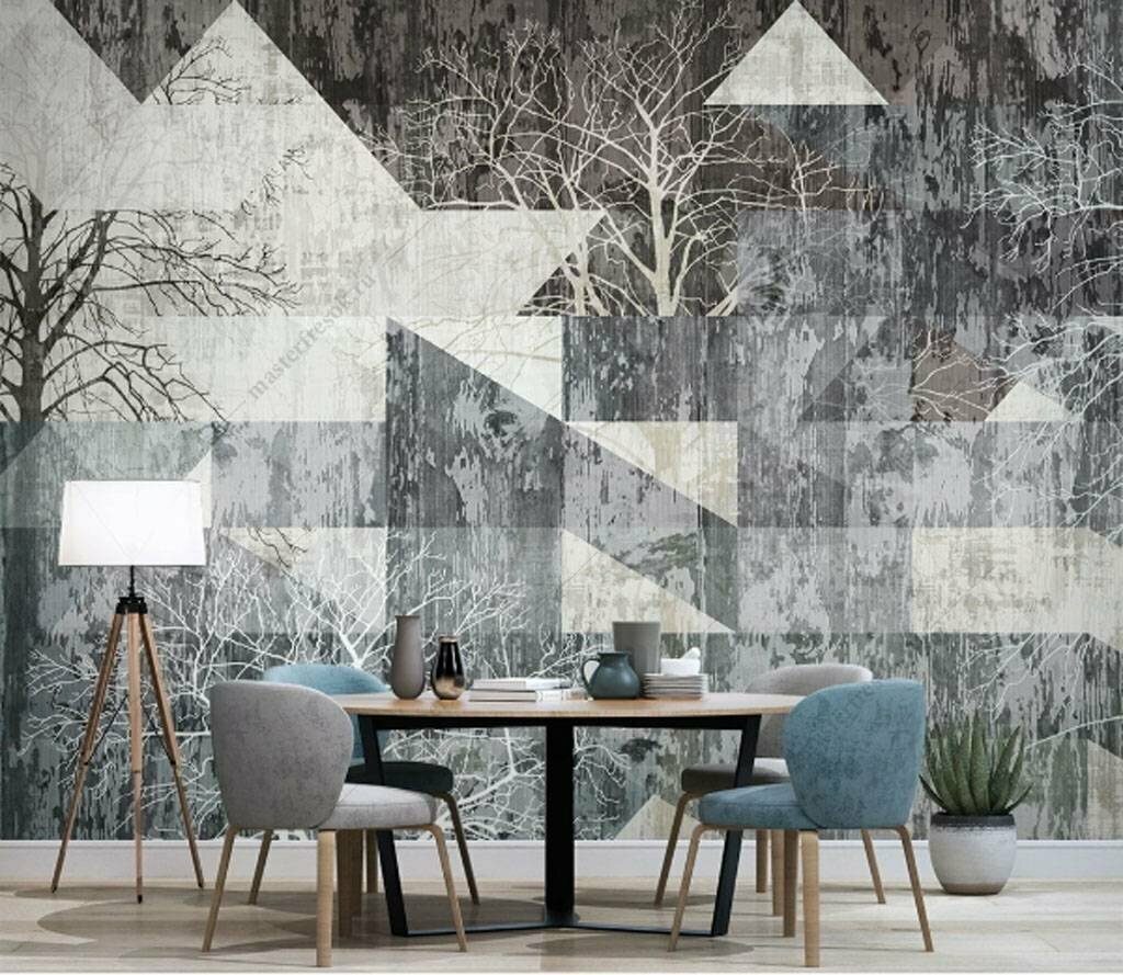 Фотообои Деревья в геометрии 15-835-S 265 х 450 см (ВхШ) Бесшовные, флизелиновые, влагостойкие обои MasterFresok