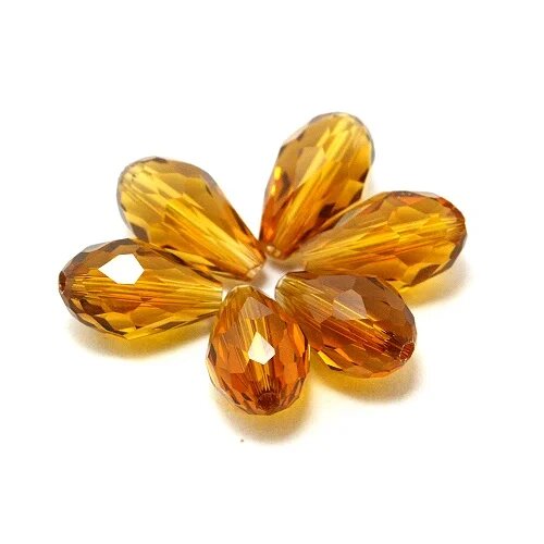 Хрустальные бусины "Капля", Brown, 8x11mm, 10шт