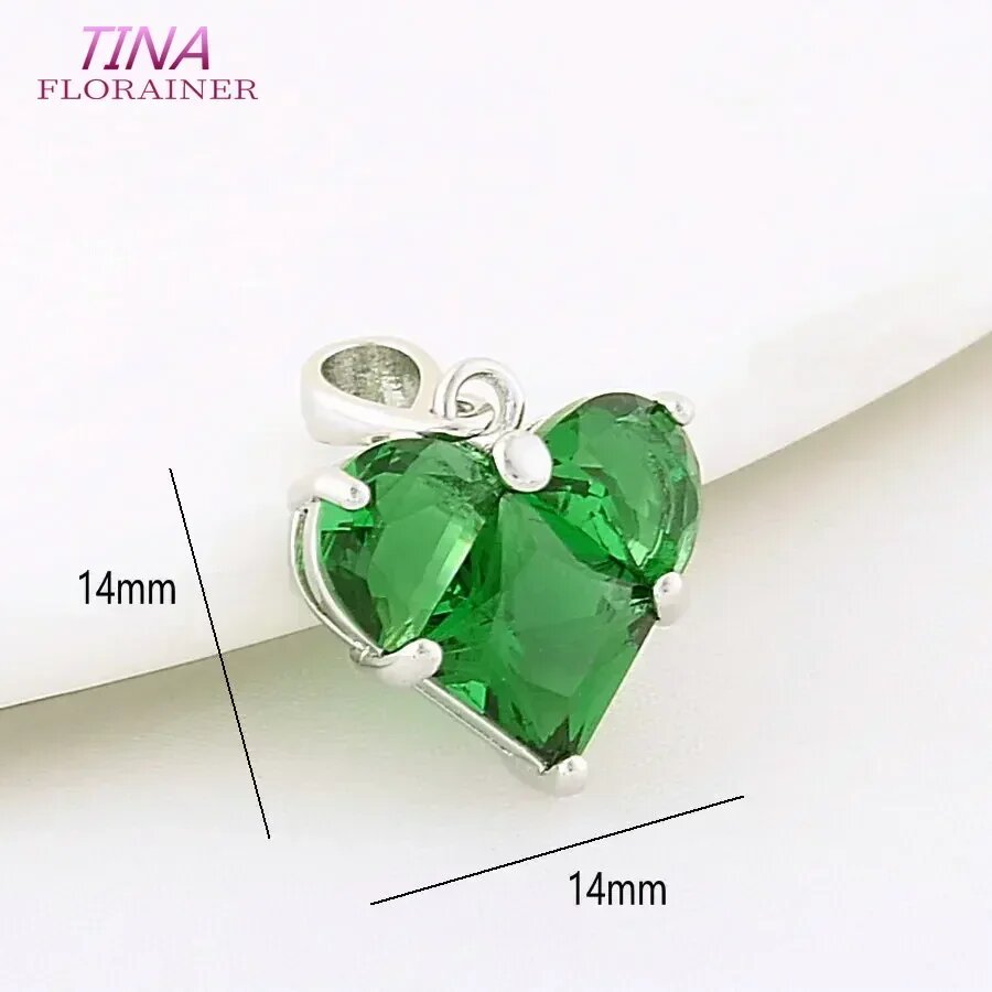 Изумрудная подвеска-сердечко Florainer Tina, 14 мм, 2шт, Style 13