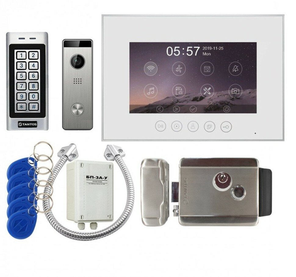Комплект видеодомофона Tantos Marilyn HD Wi-Fi s и Triniti HD c замком и кодонаборной панелью