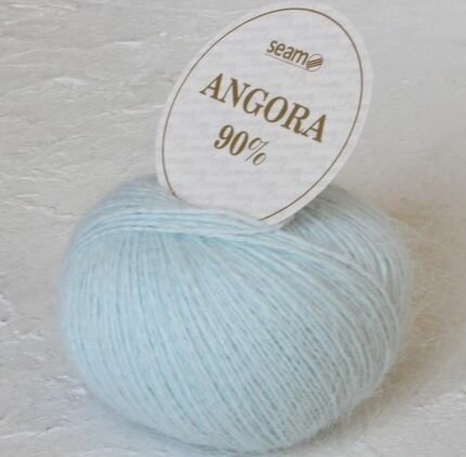Пряжа Angora 90% Seam цвет 06 светло-голубой, 10шт*(112м/25г), 90% пух ангорского кролика 10% мериносовая шерсть
