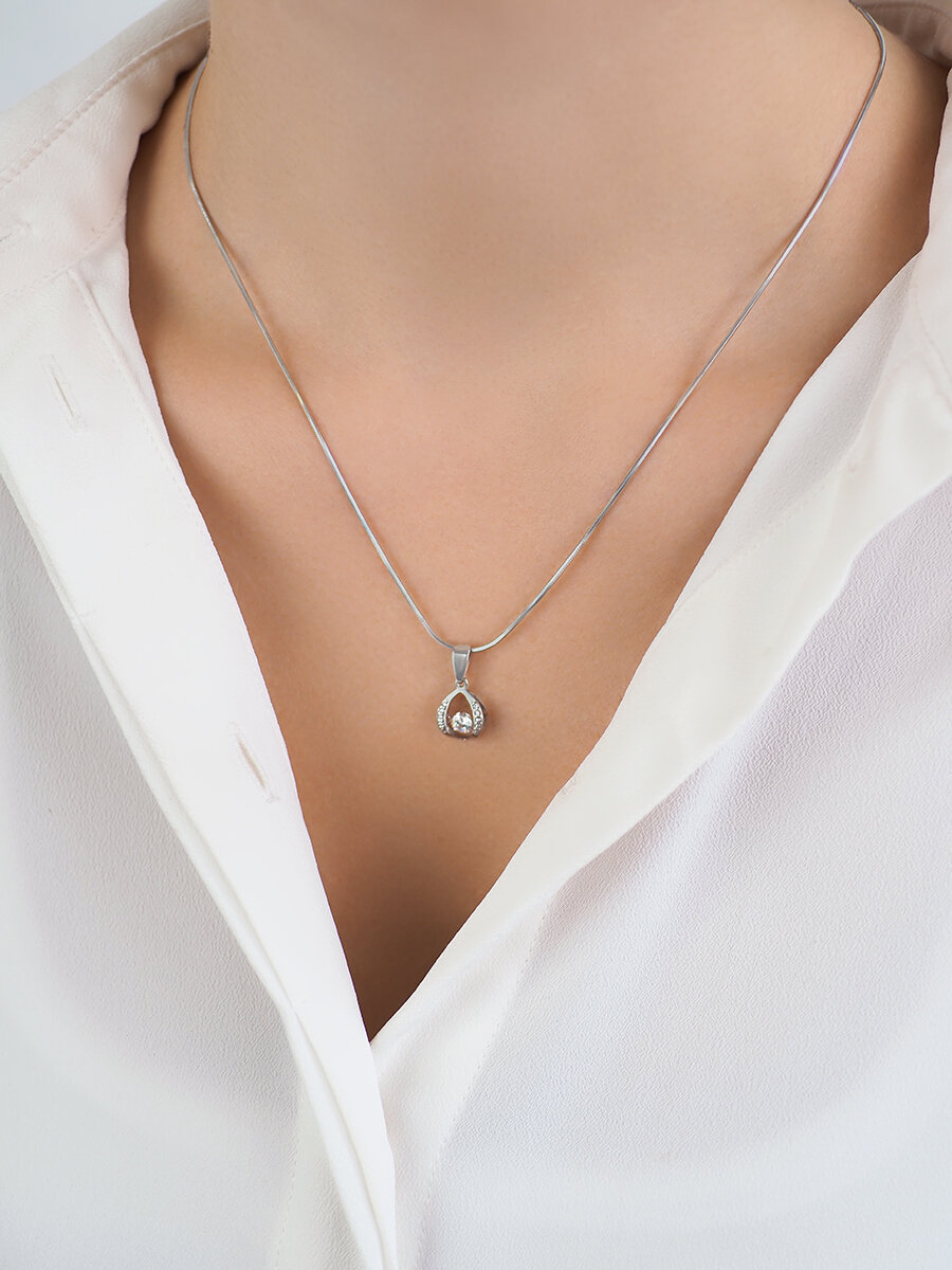 Подвеска, серебро, 925 проба, родирование, фианит