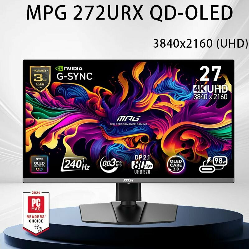 MSI 26.5" Монитор MPG 272URX QD-OLED, черный матовый штекер европейской спецификации