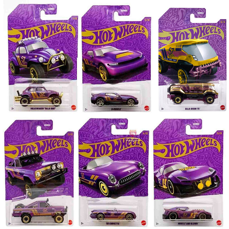 Машинка Mattel Hot Wheels HDH54 57th Anniversary Pearl & Chrome,6 шт. в комплекте