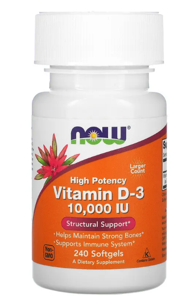 Now Foods Vitamin D-3 10000 IU 240 капсул