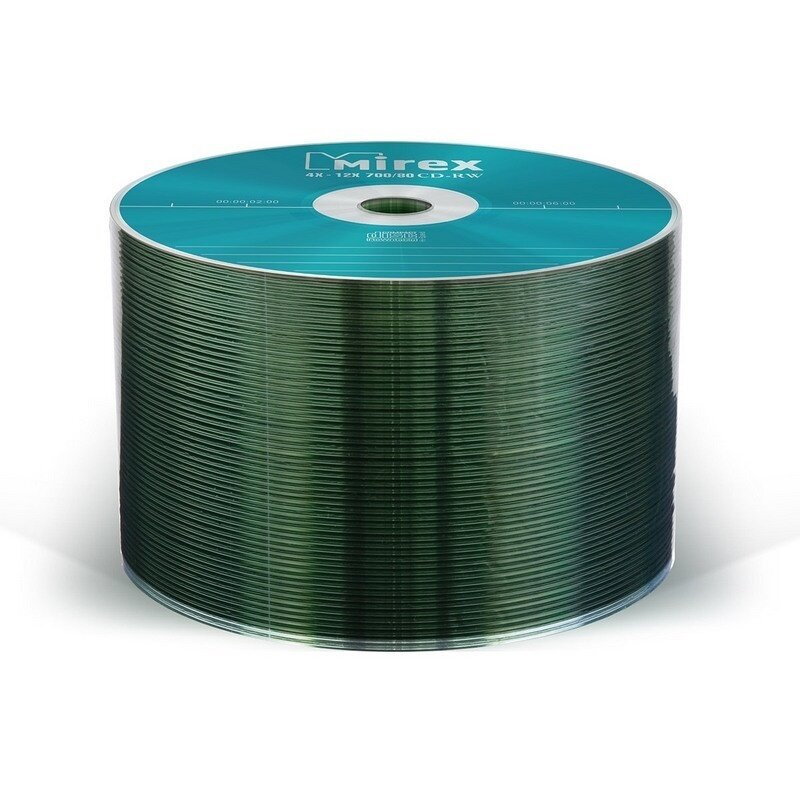 Компакт диск Mirex CD-RW, скорость записи 4x-12x, 700 мб, 50 шт (UL121002A8T)