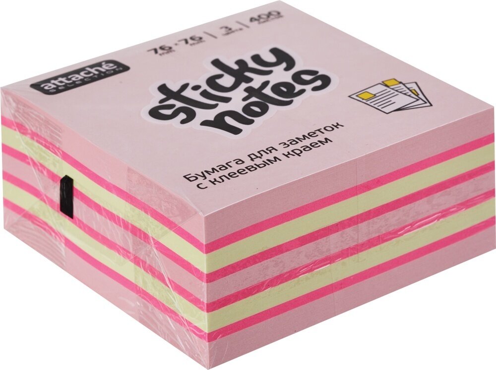 Блок-кубик Attache Selection, куб, 76х76 мм, розовый, 400 листов